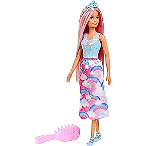 ​Barbie Dreamtopia, Rainbow Princess Doll with Extra-Long Pink Hair, Plus Hairbrush, for 3 to 7 Year Olds