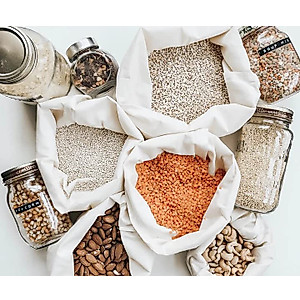 Food Grade Cotton Fabric Bags 4-Pack Reusable - Organic Storage Bulk Bags - Produce Drawstring Muslin Bags - Reusable Natural Cloth Flour Sack Bags - Grain Bags -19 x 16 inches