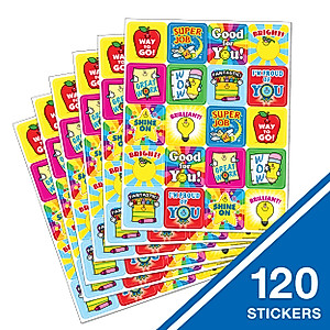 Carson Dellosa 120 Motivational Stickers for Kids, 6 Sheets of Incentives with Stars and Positive Affirmations for Prizes, Reward Chart, School Supplies for Teachers, Classroom Must Haves