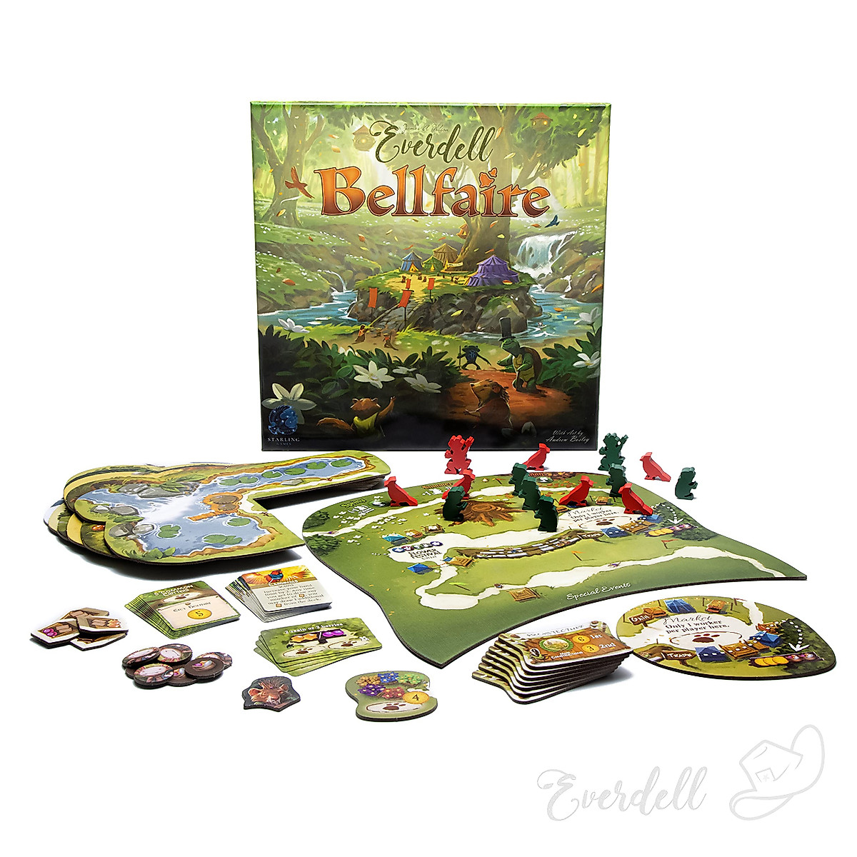 Everdell Bellfaire Expansion | Adds 5th and 6th Player Option to Everdell | New Critter Powers | Cardinal and Toad Meeples