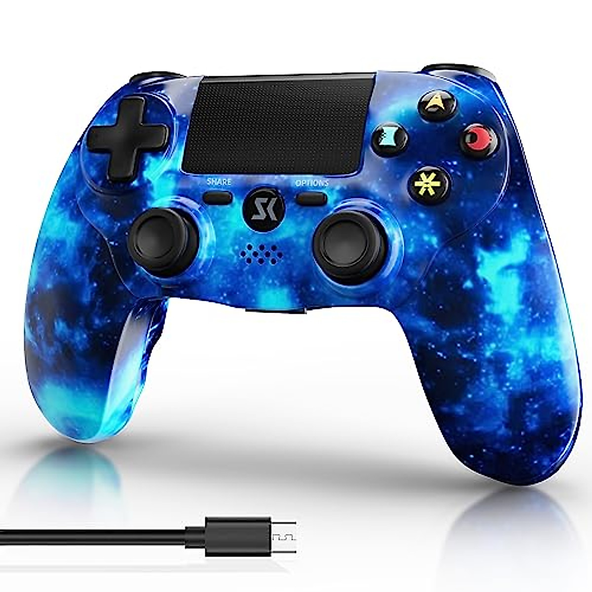 Wireless Controller for PS4, Controller for Sony PlayStation 4, Double Shock 6-Axis Motion Sensor, Sensitive Touch Pad, Built-in Speaker & Stereo Headphone Jack, Compatible with PlayStation 4/Pro/Slim