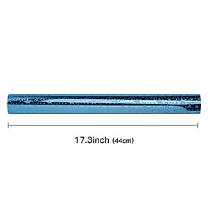 LeZakaa Blue Holographic Wrapping Paper - Mini Roll - Star Print for Birthday, Holiday - 17.32 inches x 32.8 Feet (47.23 sq.ft.)