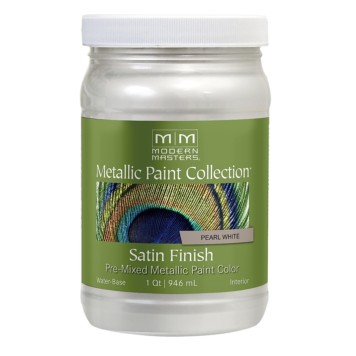 qt Modern Masters ME196 Pearl White Metallic Paint Collection, Satin Water-Based Decorative Metallic Paint