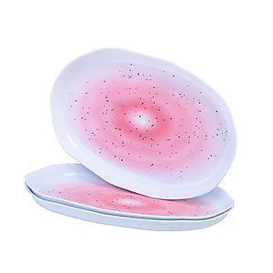 Hammered Serving Trays (3 PC) Disposable Platters for Party 12" x 7", Plastic Trays for Food, Charcuterie, Desserts, Sweets, Perfect for Upscale Weddings, Buffets, Engagements & Events - White - Lava