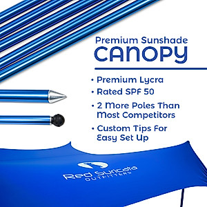 Red Suricata Premium Multi-Terrain Beach Tent & Beach Canopy in Backpack, UPF50 Sun Beach Shade, Pop Up Camping & Picnic Sunshade with 4 Poles, 4 Pole Anchors & 4 Tent Screws, Sun Shelter (Lrg Blue)