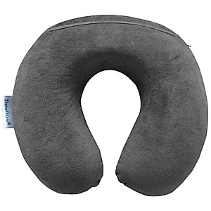 TravelMate Memory Foam Neck Pillow - Adjustable Thickness for Best Comfort, Grey