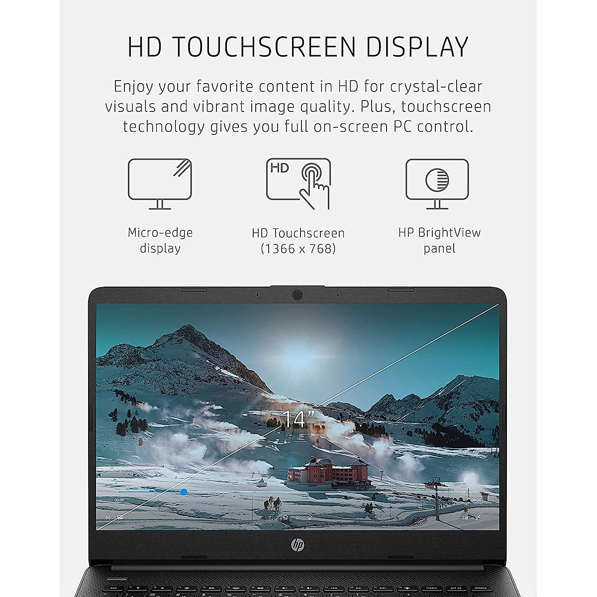 HP Stream 14" HD Touchscreen, Intel Celeron Dual-Core Processor, 4GB DDR4 Memory,192GB Storage (64GB eMMC+128GB Card),WiFi,Webcam,Bluetooth,1-Year Microsoft 365, Windows 10 S, Jet Black|TGCD Bundle