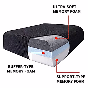Bulete 4.5" Extra Thick Memory Foam Seat Cushion,Three-Layer Memory Foam,Pain Relief Coccyx Cushion for Wheelchair Office Chair