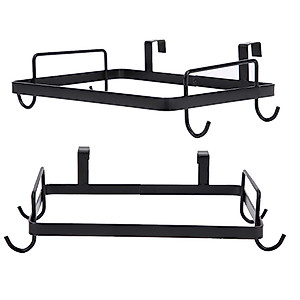 Jiawu Trash Storage Holder, Trash Bag Rack Hanging Trash Bag Holder Iron Hook Designed for Household Kitchen Cabinets Doors and Cupboards(Black)
