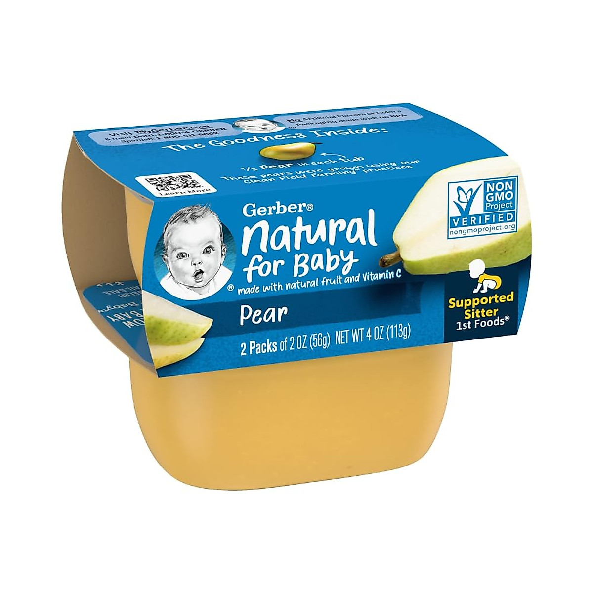 Gerber 1st Foods Pears, 2.5 Ounce Tubs, 2 Count (Pack of 8)