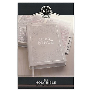 Personalized KJV Holy Bible, Thinline Large Print Faux Leather Red Letter - Thumb Index & Ribbon Marker, King James Version, White, Baptism, Graduations, wedding, confirmation king james version,