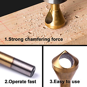 ATOPLEE Countersink Drill Bit Set,4pcs 90 Degree High Speed Steel Deburring Tool Hole Cutter