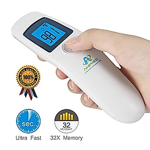 Amplim No Touch Forehead Thermometer - Non-Contact Digital Infrared Thermometer - Medical Grade, Hygienic, Accurate, Instant Read, Touchless Thermometer for Adults, Kids, and Baby - FSA HSA Eligible