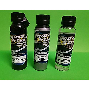 Spaz Stix 3X 10900 10200 10000 CLEAR BLACK BACKER MIRROR CHROME AIRBRUSH PAINT INCLUDES CHICAGOLAND RC COUPON