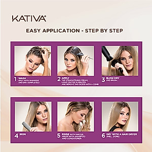 Kativa Brazilian Straightening Blonde Kit, 12 Weeks of Home Use Professional Straightening, with Olive Oil, Citrus Fruits and Keratin, for Straighter, Softer and Shinier Light-Coloured Hair