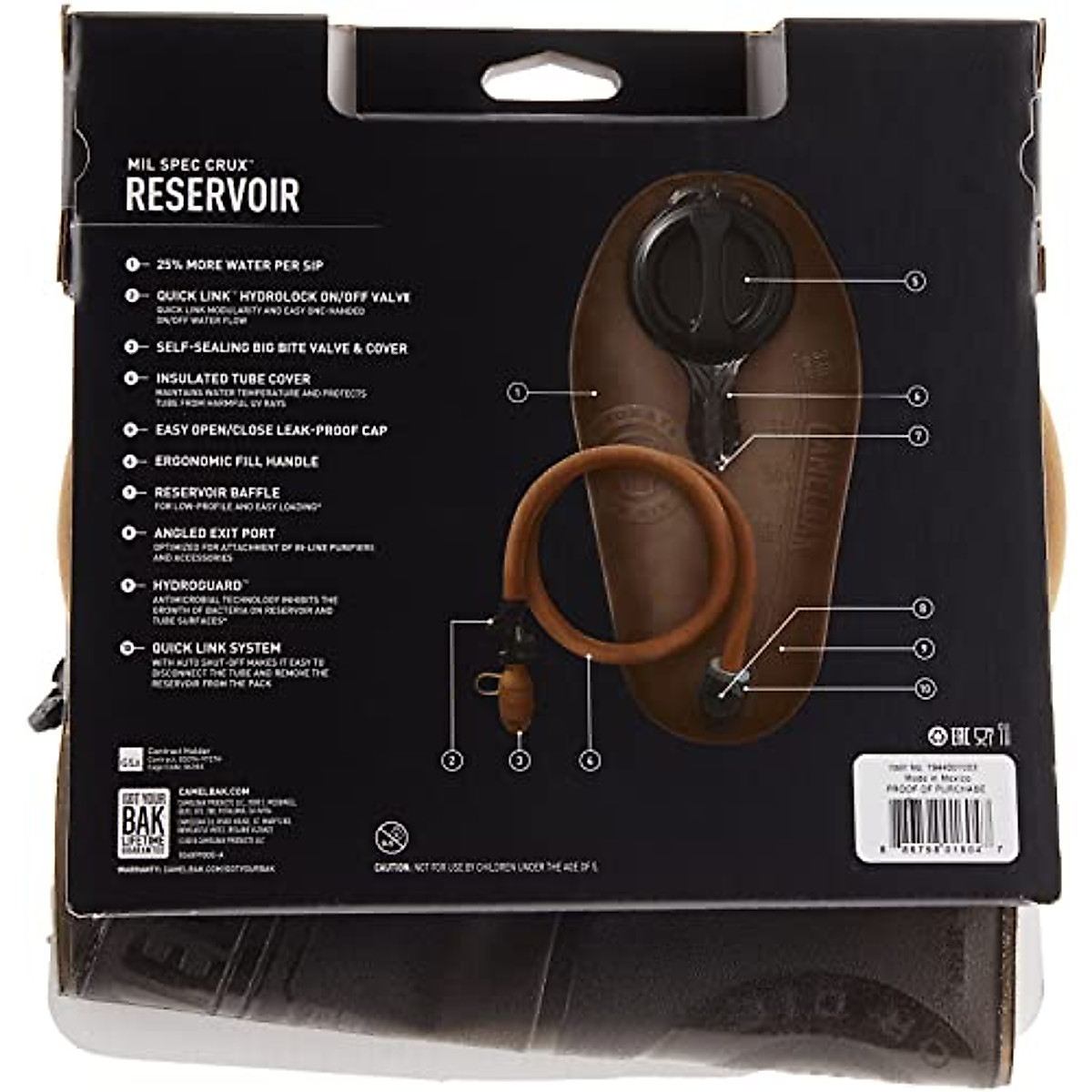 CamelBak - Mil-Spec Crux 100 oz/3.0L Long Accessory Reservoir (1944001003), Brown
