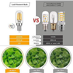 Sphoon Dimmable Salt Lamp Bulbs E12 LED Night Light Bulbs 40 Watt Equivalent 4W,Small Filament Bulb for Candelabra,Sewing Machine,Ceiling Fan,Refrigerator,2200K Warm White 350LM,2 Pack