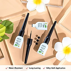 Physicians Formula Matte Monoi Butter Liquid Matte Eyeliner, Eye Makeup, Dermatologist Tested, Black, Brush Eye Liner