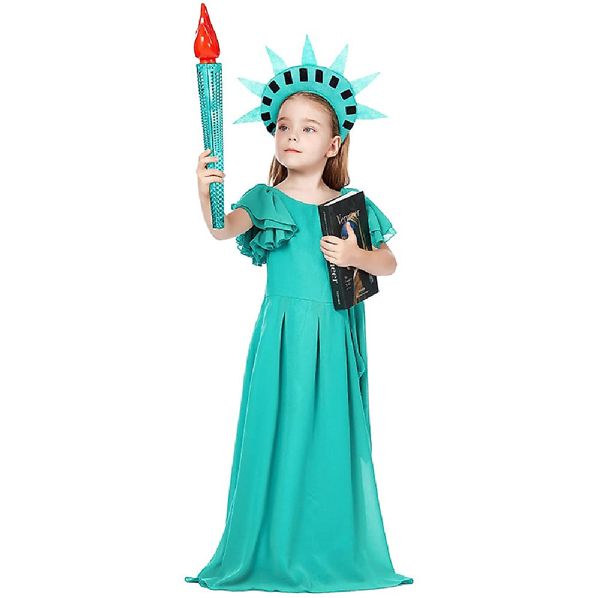 Quenny Halloween Costumes,Children American Statue Of Liberty Cosplay Costumes,Party Ancient Greek Girl Performance Dresses