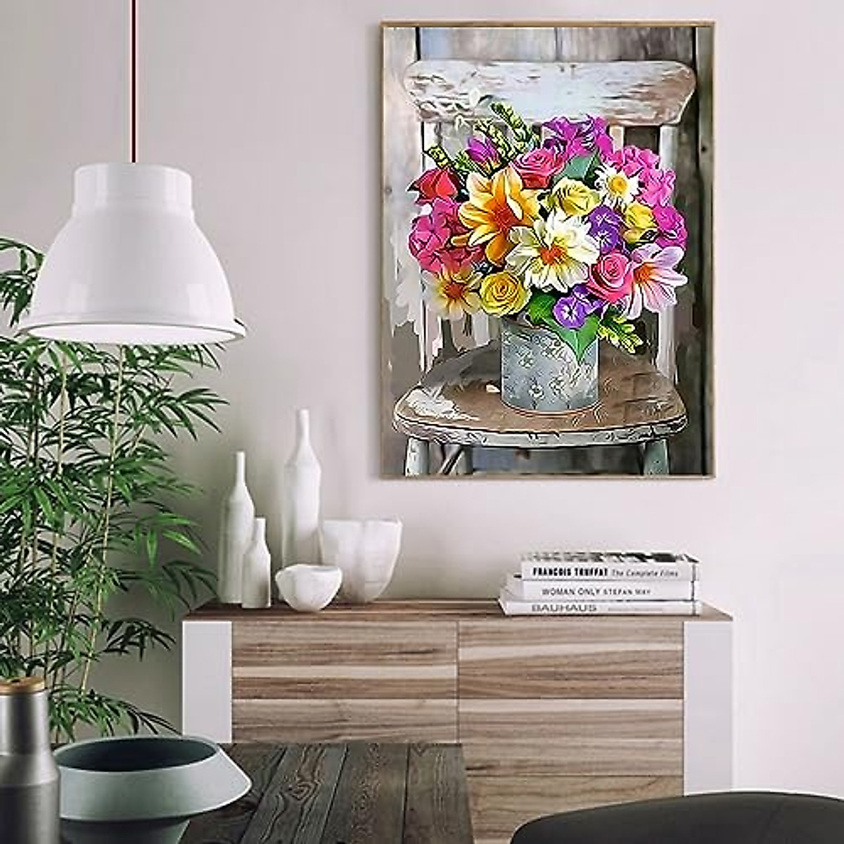 tigdtiu Flower Paint by Number for Adults, Flower Easy Paint by Numbers,DIY Acrylic Painting Paint by Numbers Kits for Kids,Home Wall Decor 12x16inch