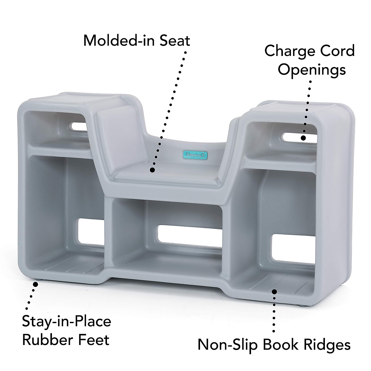 Simplay3 Cozy Cubby Book Nook – Kids Bookshelf and Storage with Built-in Reading Seat, Fully Assembled, Made in USA