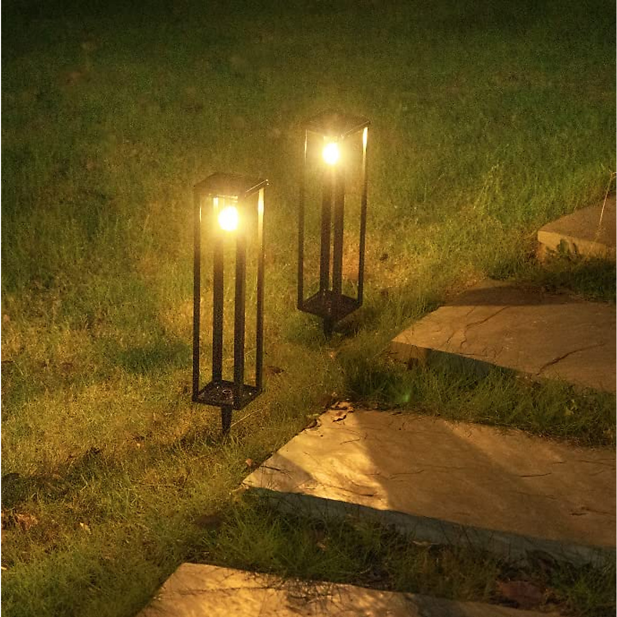 shinar 2 Set Solar Lights with 60 Lumen Vintage Light Bulb E12 warmwhite LEDs Solar Lamps Solar Light Solar Lanterns Solar Pathway Lights for Outdoor Garden, Garage, Driveway, Yard & Balcony