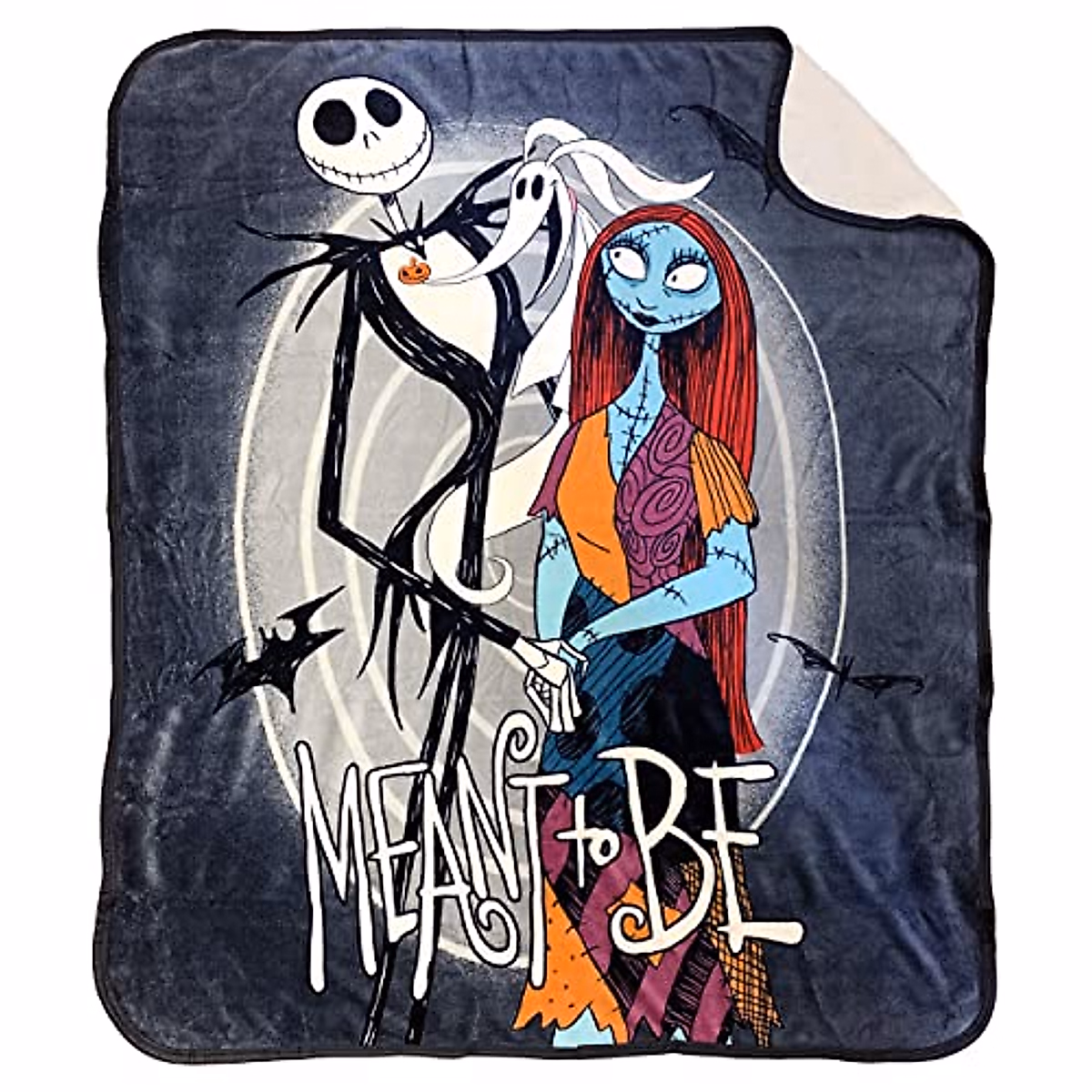 Jay Franco Disney Nightmare Before Christmas Moonlight Madness Sherpa Throw Blanket - Measures 50 x 60 inches, Kids Bedding Features Jack Skellington & Sally - Super Soft