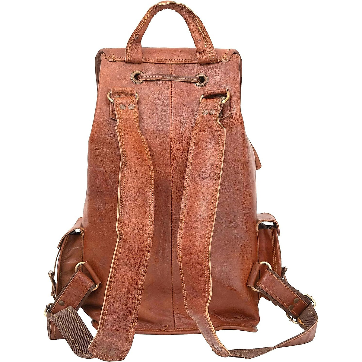 Shy Shy Let’s Touch The Sky Rustic Vintage Leather Backpack Travel Rucksack knapsack Daypack Bag for Men Women Brown (20 X 10 X 8 inches)