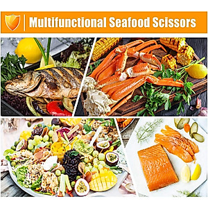Kitchen Seafood Scissors for Crab Legs, 4 Pack Crab Leg Scissors Lobster Shell Cracker, Lobster Shrimp Crayfish Crawfish Scissors Fish Scissors, Seafood Crab Legs Crackers and Tools