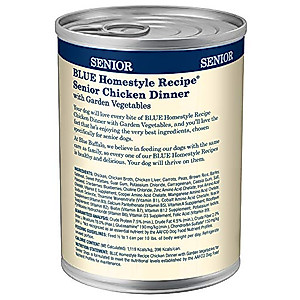 Blue Buffalo Homestyle Recipe Natural Senior Wet Dog Food, Chicken 12.5-oz can (Pack of 12)