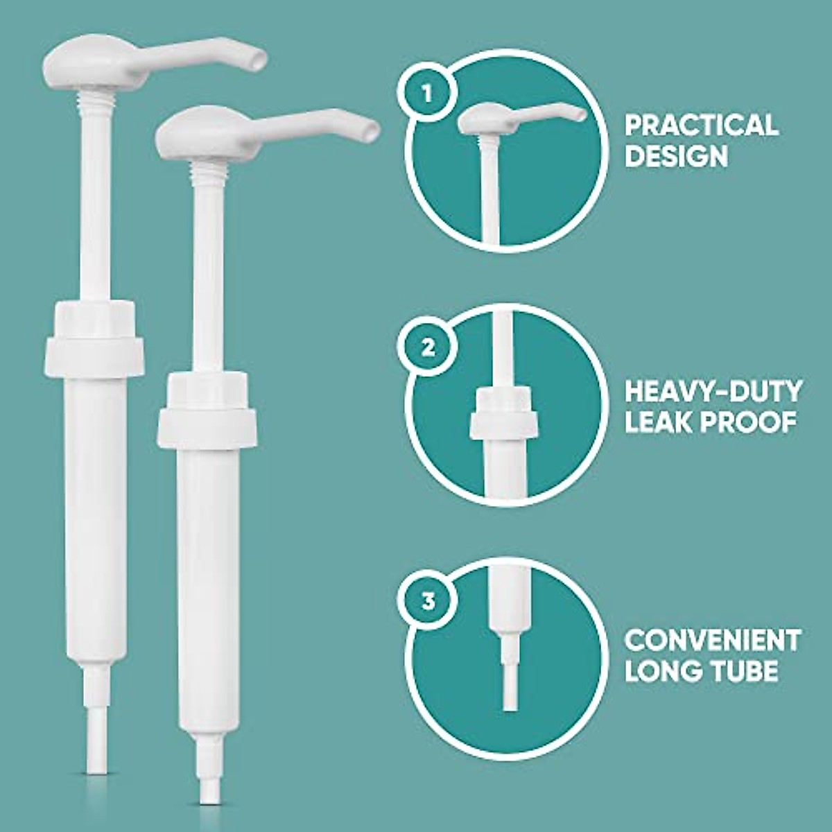 Gallon Pump Dispenser - Dispenses 1 Ounce Per Stroke - for Plastic or Glass Bottles – Heavy-Duty Leak Proof for Commercial and Household Use - Plastic Pump for 1 Gallon Jug – BPA Free (Pack of 4)