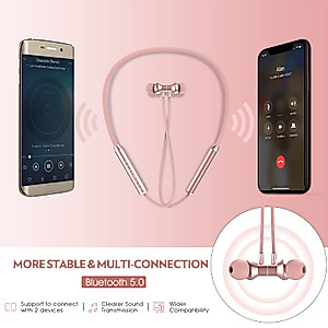 OINMELY Neckband Bluetooth Headphones V5.0 Wireless Headset Sport Earbuds w/Mic 12Hrs Playtime Cordless Noise-Canceling Earphones for Gym Running Compatible with iOS Samsung Android