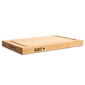John Boos Block BBQBD Reversible Maple Wood Edge Grain BBQ Cutting Board with Juice Groove, 18 Inches x 12 Inches x 1.5 Inches