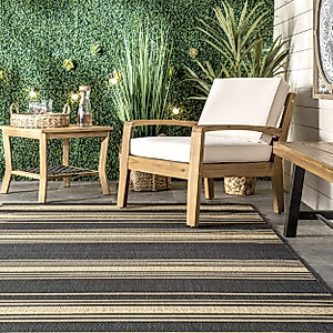 nuLOOMLauren Liess Romy Striped Indoor/Outdoor Area Rug, 8' x 10', Charcoal