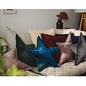 JIKAL Star Moon Shaped Pillow Soft Velvet Nursery Stuffed Throw Pillows for Kids Room Couch Reading Nook Decor (Star, Teal)