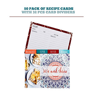 Ring Binder Depot, Recipe Cards 4 inch X 6 inch on Premium Thick Card Stock with Card Dividers Included! Great Gift for Amateurs or Experienced Chefs (Pack of 50)