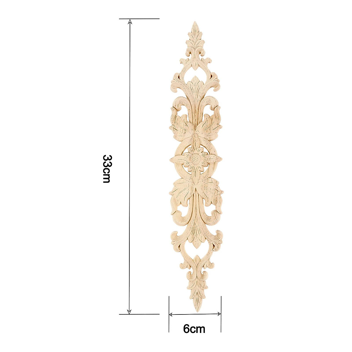 MUXSAM 4Pcs Long Wood-Carved Onlays Appliques for Furniture, Unpainted Wooden Carving Decals for Wall Cupboard Mirror Mantel Door Bed Cabinet Ceiling Dresser Refurbish Project(33x6cm/12.99"x2.36")