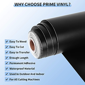 Prime Vinyl Black Permanent Vinyl Roll - 12" x 55 Ft-Black Self Adhesive Vinyl Roll for Silhouette Cameo, Decor Sticker, Cutting Machine, Craft Cutter Machine, Home Decal