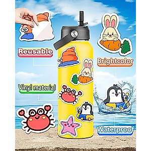 600 Pcs Cute Stickers for Kids, Water Bottle Stickers for Teens, Kawaii Vinyl Phone Laptop Skateboard Animal Waterproof Classroom Stickers, Bulk Aesthetic Sticker Packs for Boys Girls Teacher