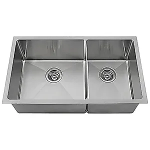 MR Direct 3160L-14 Stainless Steel Undermount 31-1/8 in. Double Bowl Kitchen Sink, 31" 60/40