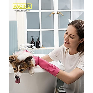 PACIFIC PPE 2 Pairs Reusable Waterproof Dishwashing Cleaning Rubber Gloves, Non-slip, Kitchen Gloves, Small