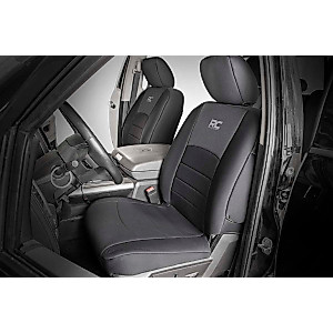 Rough Country Front Neoprene Seat Covers for Ram 1500 (2009-2018)/2500 (2010-2018)- UV & Water Resistant Ram Seat Covers, Foam Padded Seat Covers for Trucks - Front Car Seat Covers