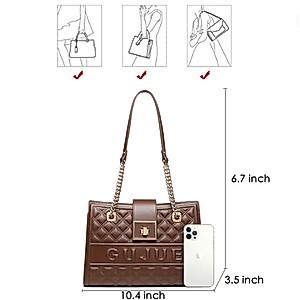 Handbags for Women Chain Shoulder Pu Leather Tote Bags Satchel Bags Shoulder Bag Zipper and Agraffe Top Handle Handbag