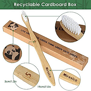 Miresico Bamboo Toothbrushes (10 Piece), BPA Free Toothbrush Medium Soft Bristles Bamboo, Eco-Friendly, Natural, Green Tooth Brushes, Biodegradable, Compostable & Organic Charcoal Wooden Tooth Brush