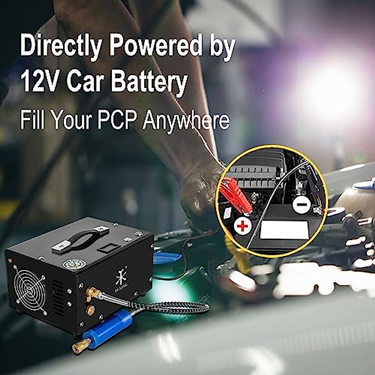 TUXING 4500Psi PCP Air Compressor,PCP Rifle/Pistol and Paintball Tank Air Pump, Powered by 12V Car DC or Home 110V AC with Power Converter and Built-in Water Oil Filter