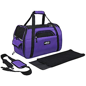 EliteField Soft Sided Pet Carrier (3 Year Warranty, Airline Approved), Multiple Sizes and Colors Available (Large: 19" L x 10" W x 13" H, Purple)