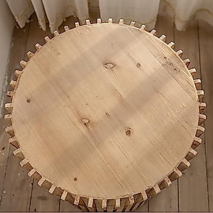 WILLIAMSPACE Farmhouse Round Side Table End Table with Vertical Texture Relief Design, Wood Small Retro Cylindrical Coffee Table for Living Room Apartment, ø20.47" x 24.02"