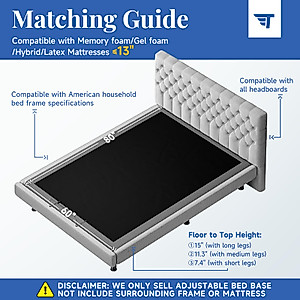Tami Tami T600 Adjustable Bed Frame Split King Size with Remote & Massage - Syncable Electric Beds Bases w/Zero Clearance, Zero Gravity, Dual Side USB, Nightlight, Quiet Motor, 5 Min Easy Assembly