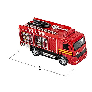 ArtCreativity 5 Inch Diecast Fire Engine Rescue Trucks, Set of 2, Diecast Toy Firetrucks with Pullback Mechanism, Great Gift Idea for Boys and Girls