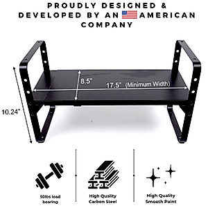 Expandable Kitchen Cabinet Shelf Organizers - Adjustable Height & Width Shelf Riser - Stackable Shelves - Pantry Shelf Organizer Rack - Cupboard Cabinet Storage Shelf Rack - Countertop Organizer